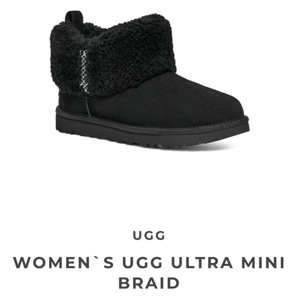 UGG | Shoes | Black Ultra Mini Braid Fuzzy Uggs | Poshmark